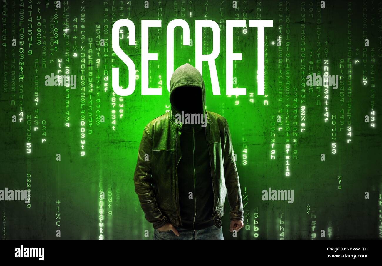 Faceless hacker with SECRET inscription, hacking concept Stock Photo ...