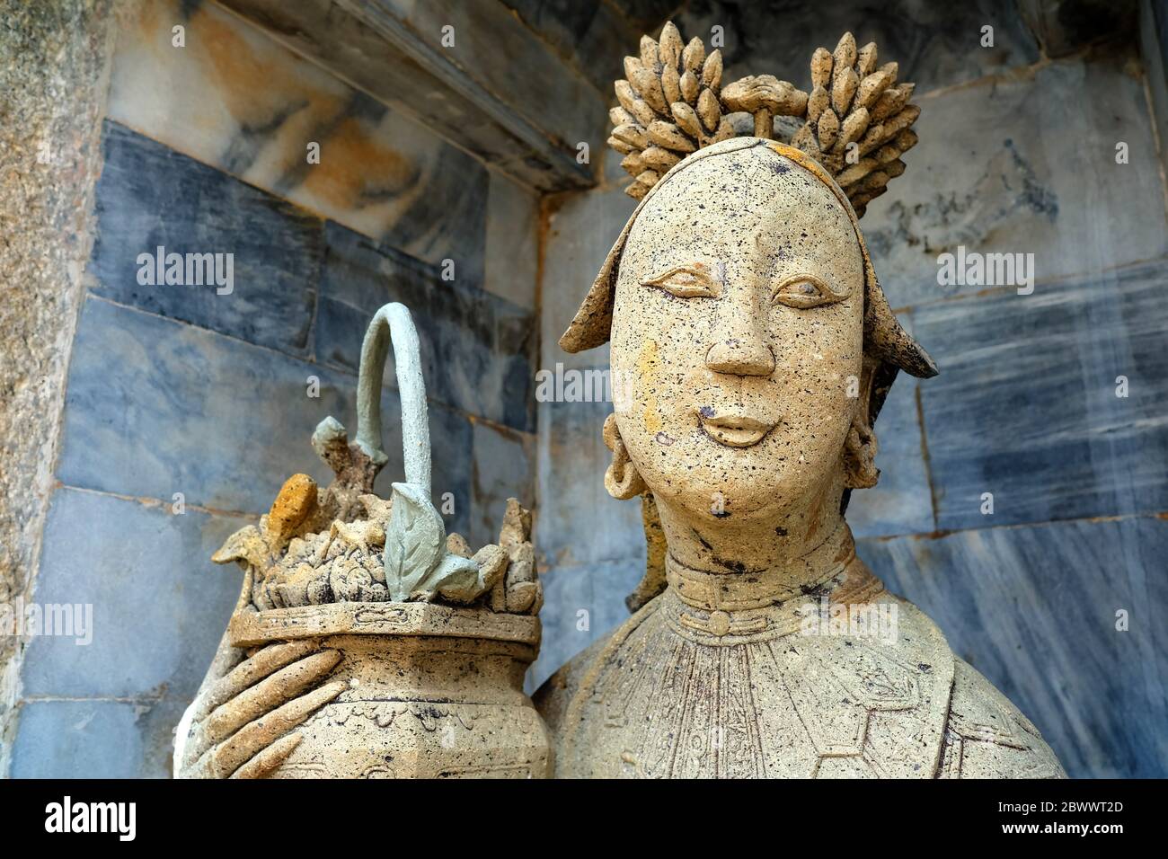 Ancient Chinese Statue inside Chinese Stupa Window at Wat Arun Temple ...
