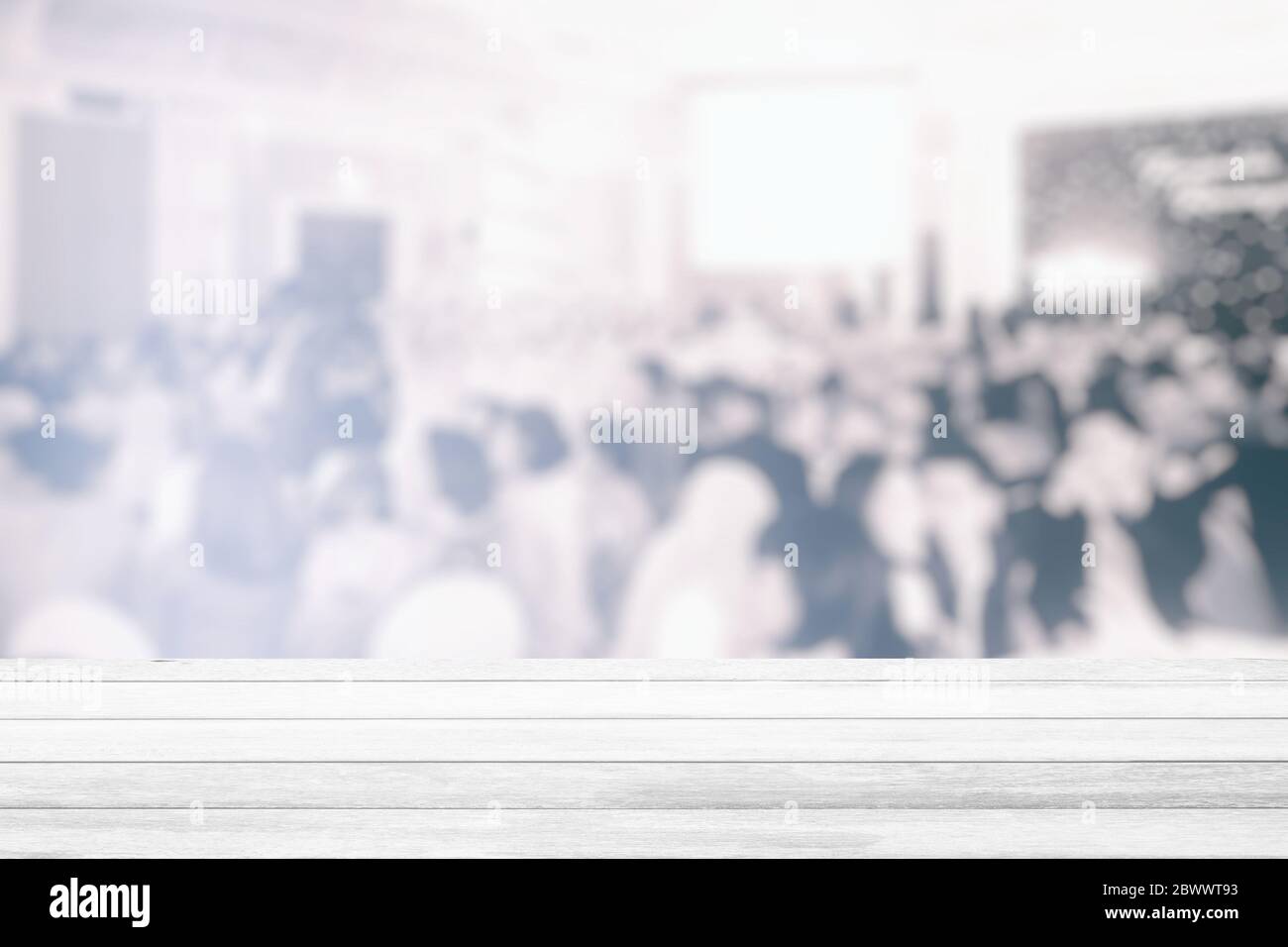 White Wood Table with Blurred Wedding Party Background, Suitable for ...