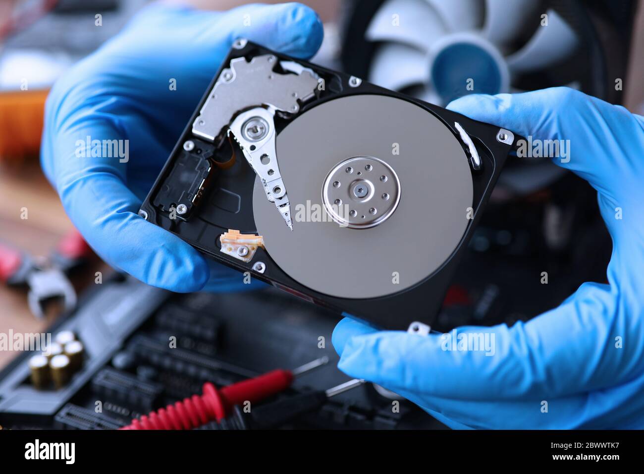 Inspection computer parts, repair motherboard Stock Photo - Alamy