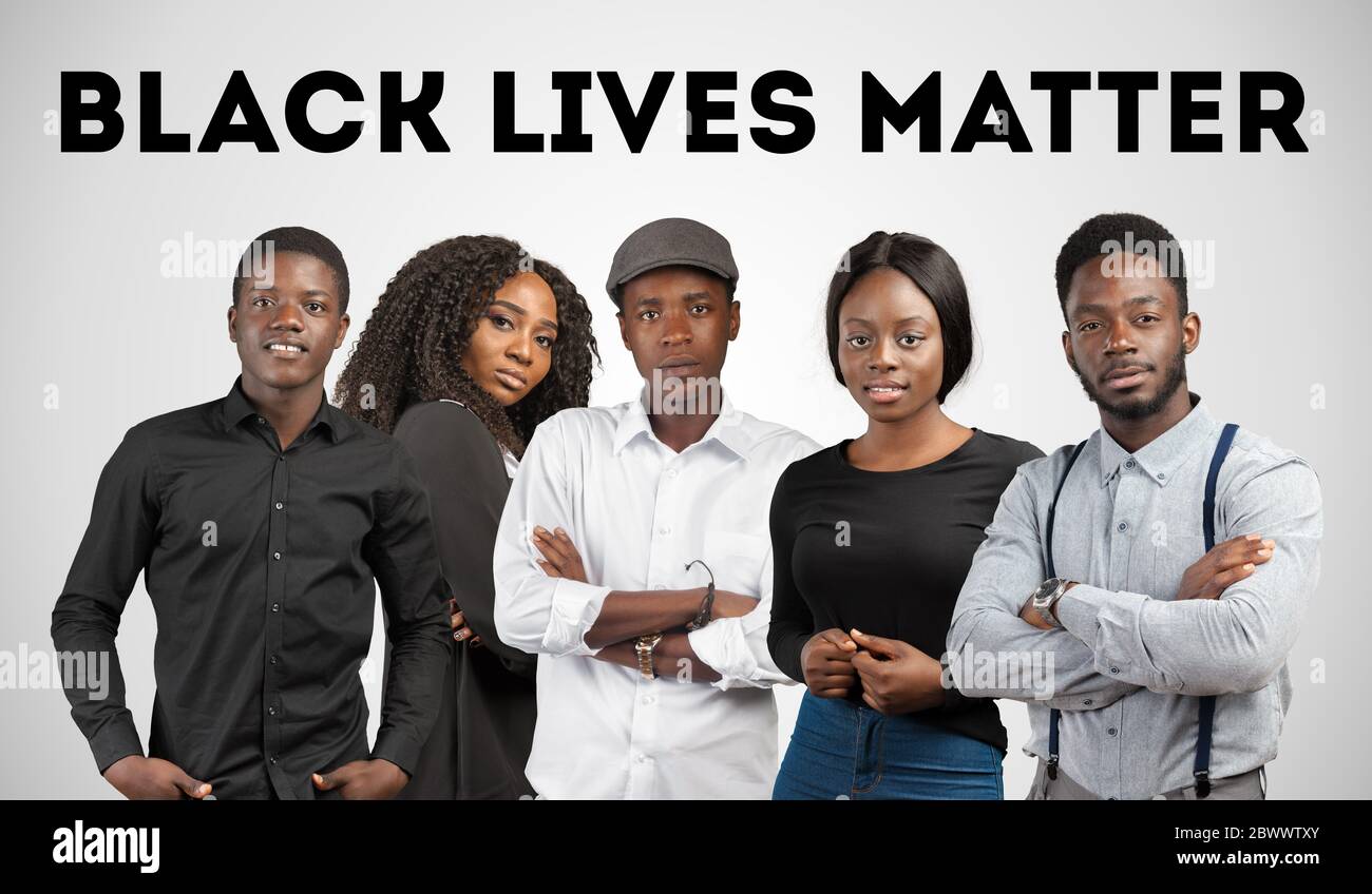 Group of black people united for anti-racism protest. Black lives ...
