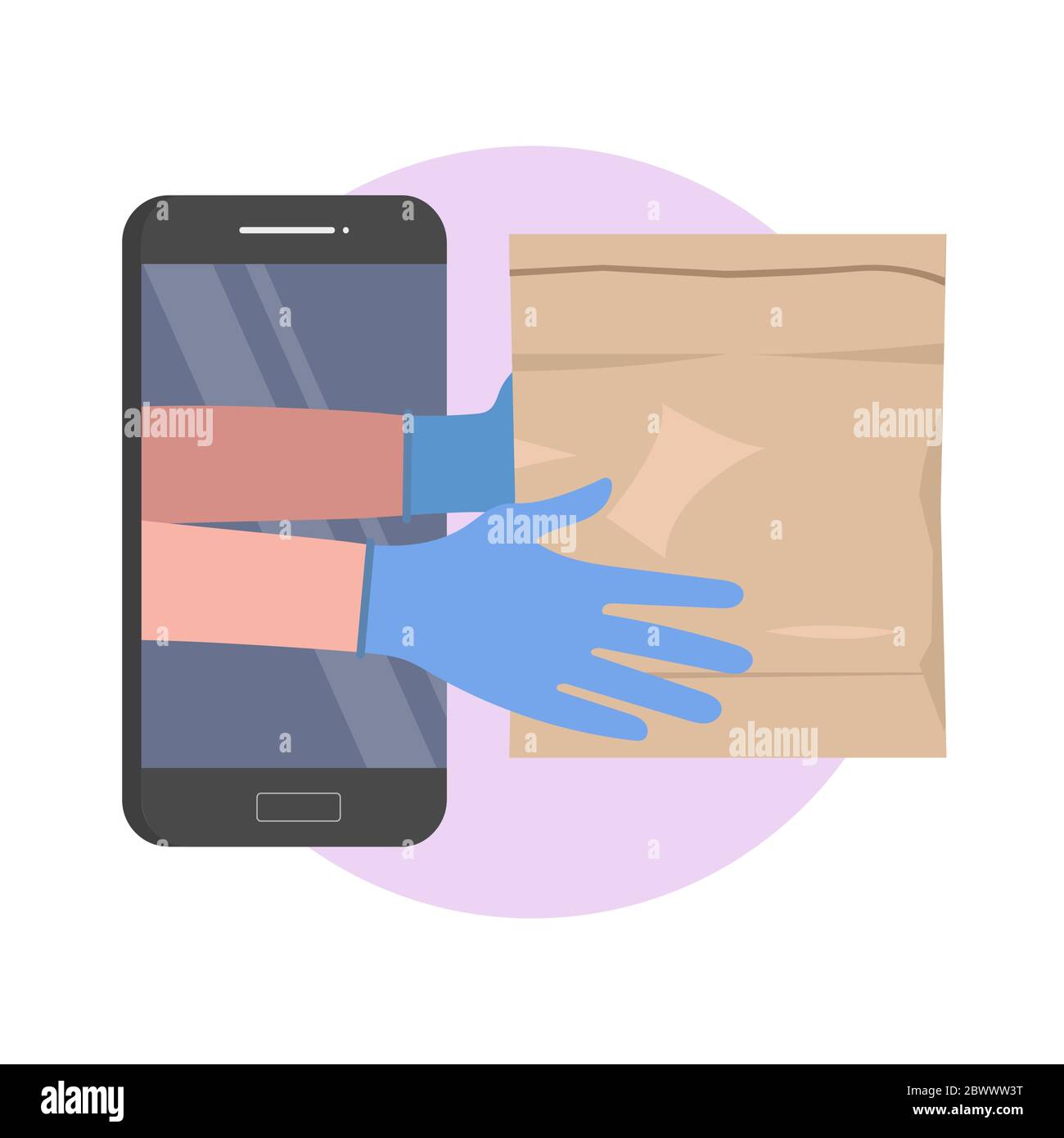 Safe food delivery. delivering grocery order to Stock Vector Image ...