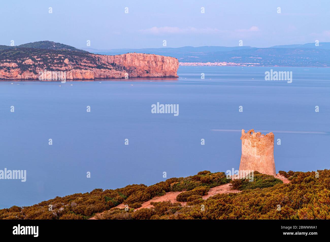 Italy Sardinia Capo Caccia - Genovese Tower Stock Photo - Alamy