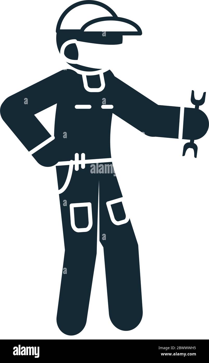 pictogram car mechanic with protective mask and holding a wrench over ...