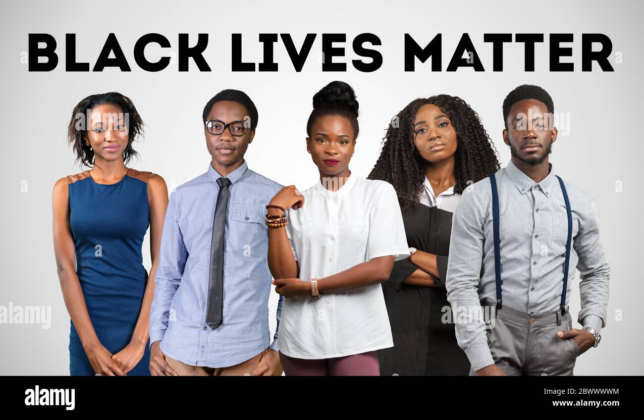 Group of black people united for anti-racism protest. Black lives ...