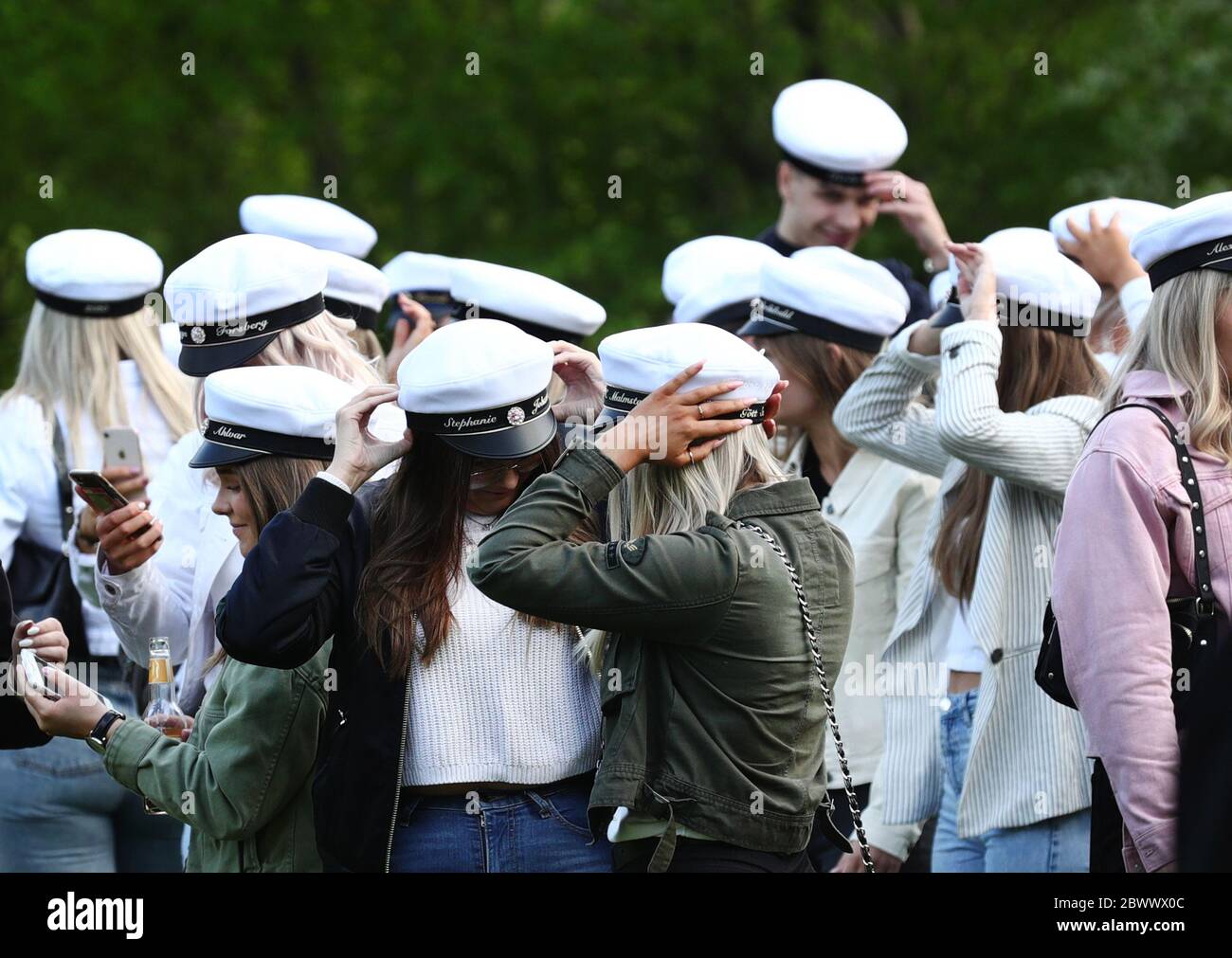Swedish students who are allowed to wear a student cap for the first ...