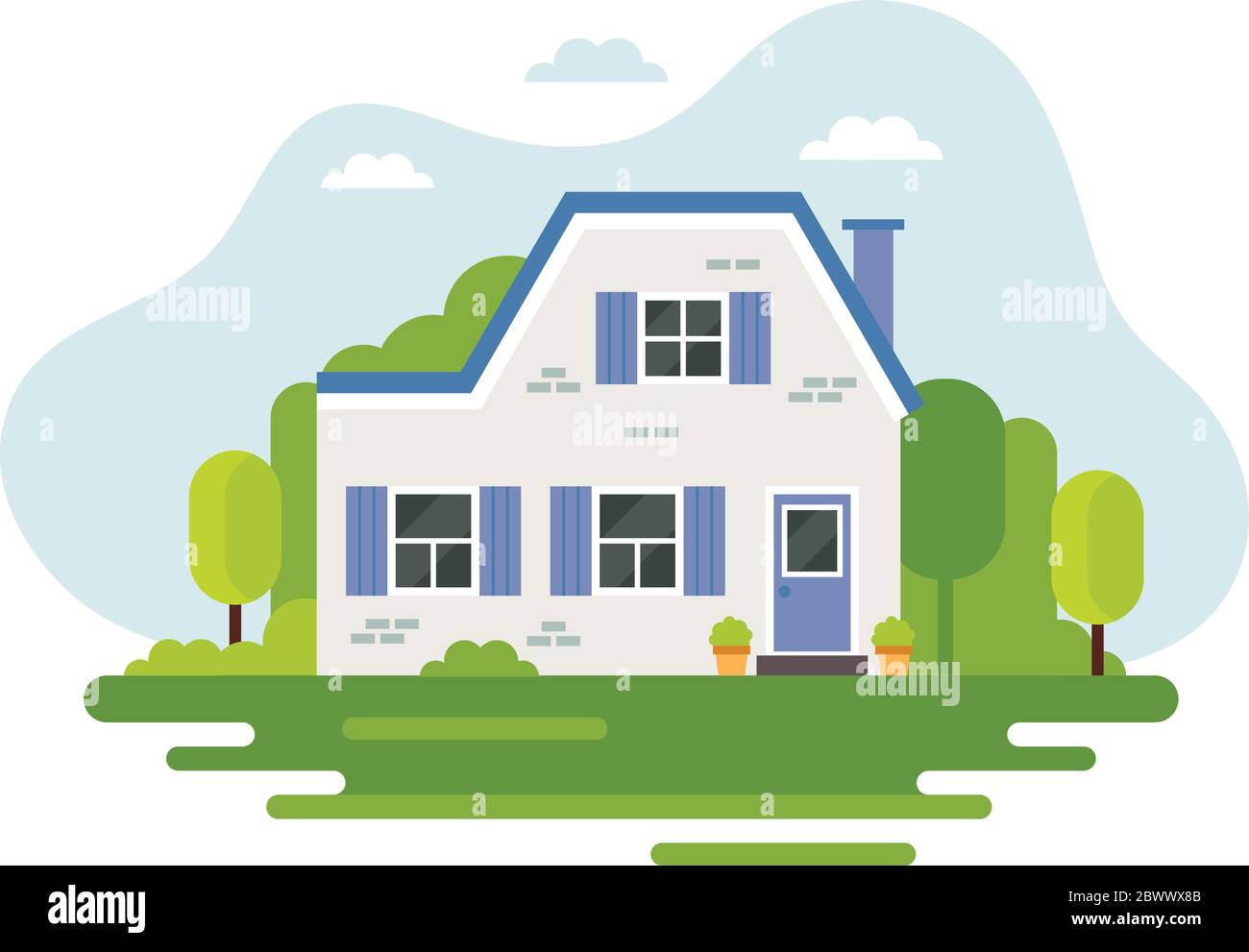 Cute house in flat style, vector illustration, real estate, housing ...
