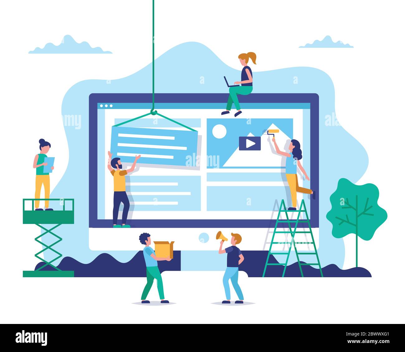 Website construction, web design concept illustration in flat style ...