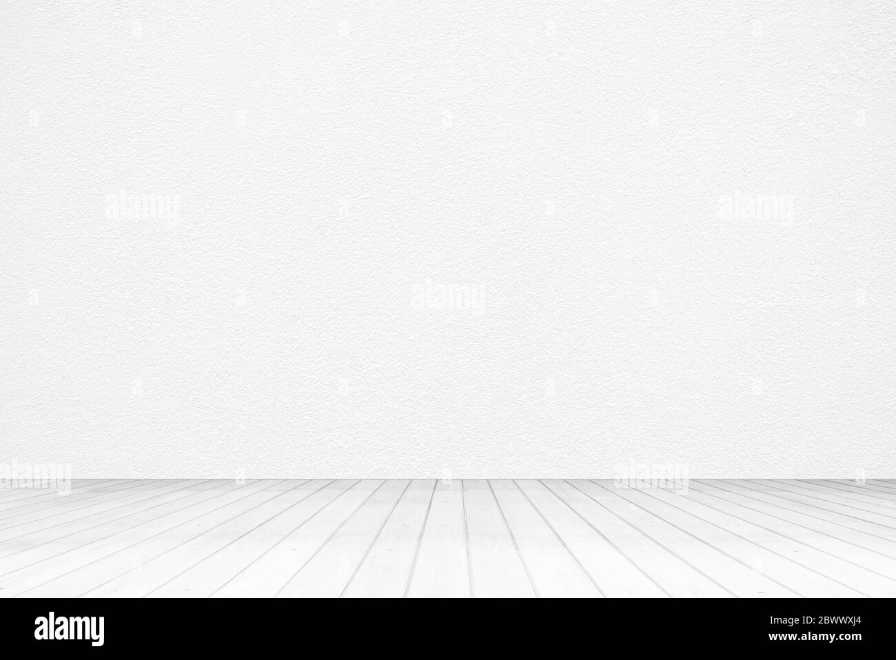 White Concrete Room with Wooden Pavement Background Stock Photo - Alamy