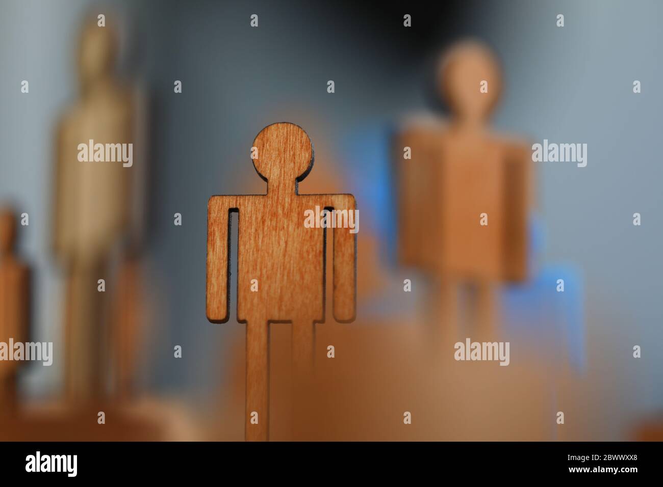 Close-up, wooden mans flat figure, political puppet Stock Photo - Alamy