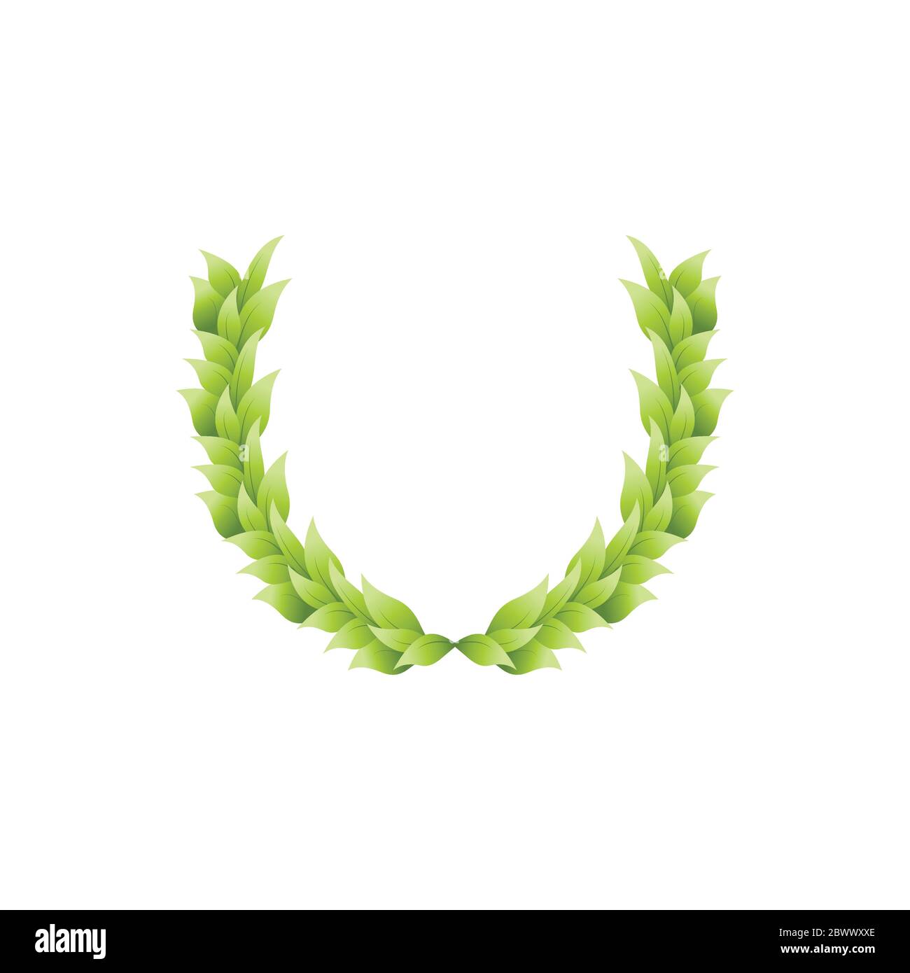 Floral round wreath with green leaves. Laurel crown isolated on white ...