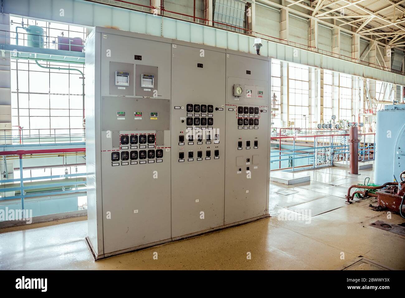 Industrial electrical switch gear panel of power plant or factory Stock ...