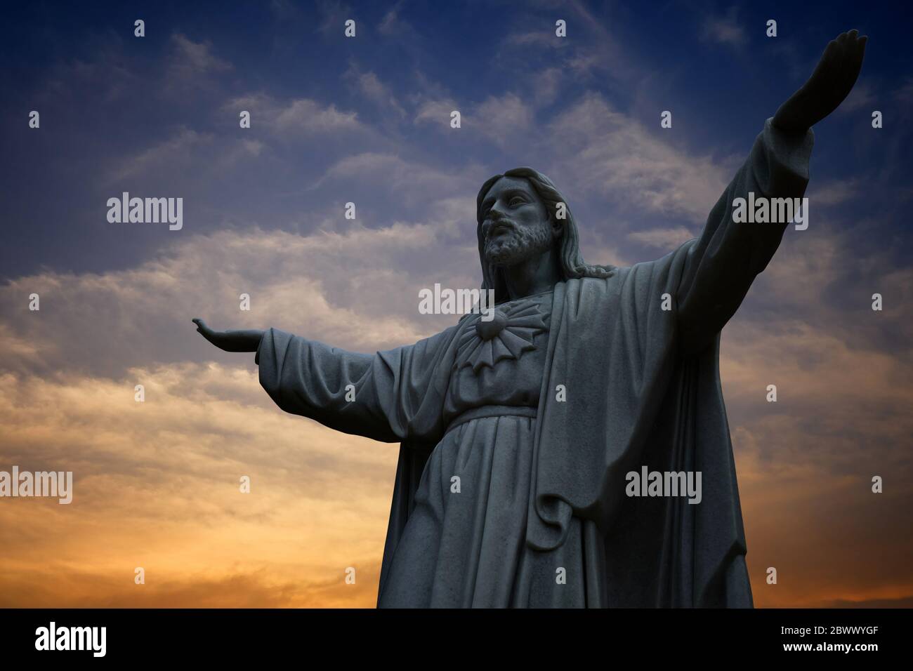 Ancient Jesus Statue with Beautiful Sky Background, Suitable for ...