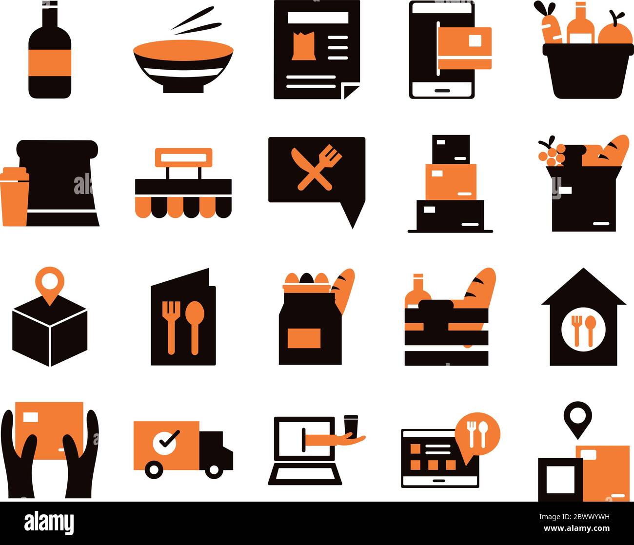 delivery food groceries service set icons Stock Vector Image & Art - Alamy