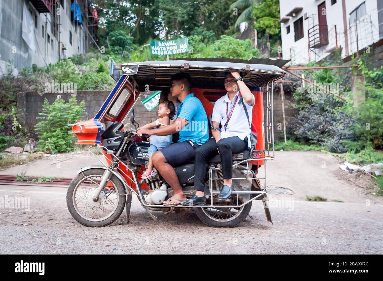 The famous filipino tricycle or tuk tuk (sometimes called rickshaw ...