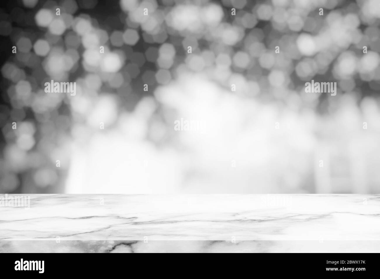 Abstract Luxury White Marble Table with Blurred White Bokeh in the ...