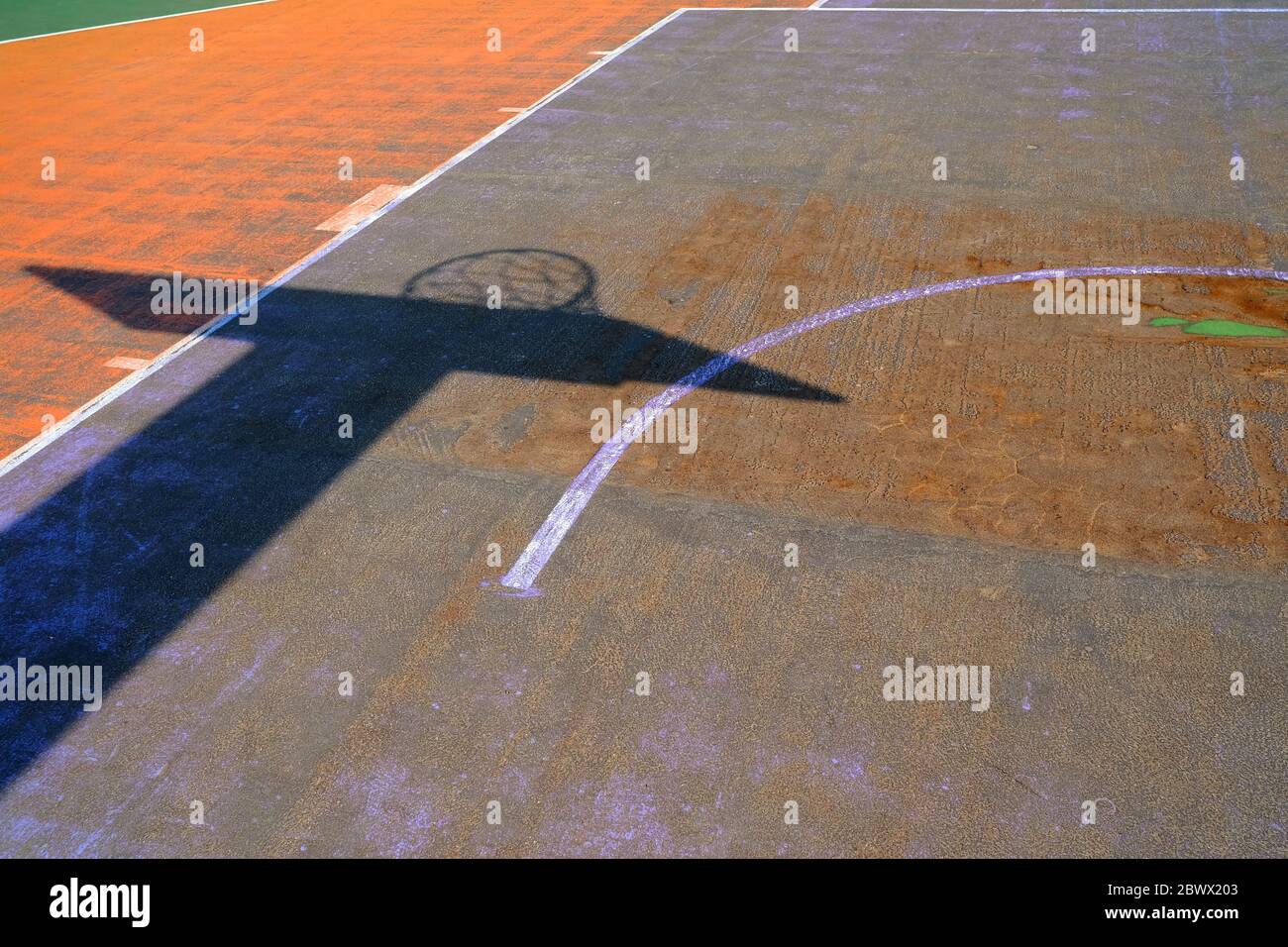 Basketball Court with Hoop Shadow Stock Photo - Alamy