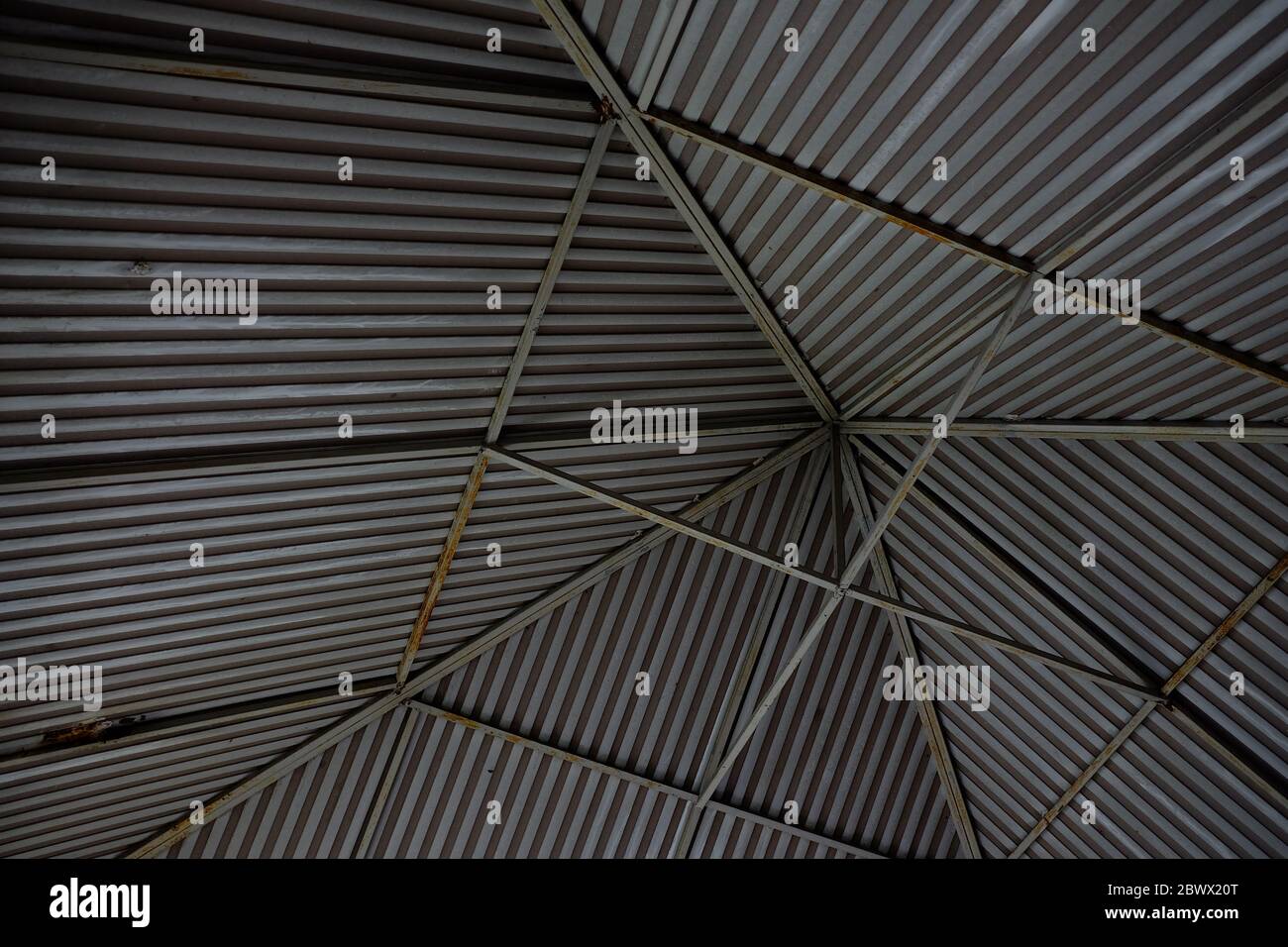 Bottom View of Old Zinc Roof Stock Photo - Alamy