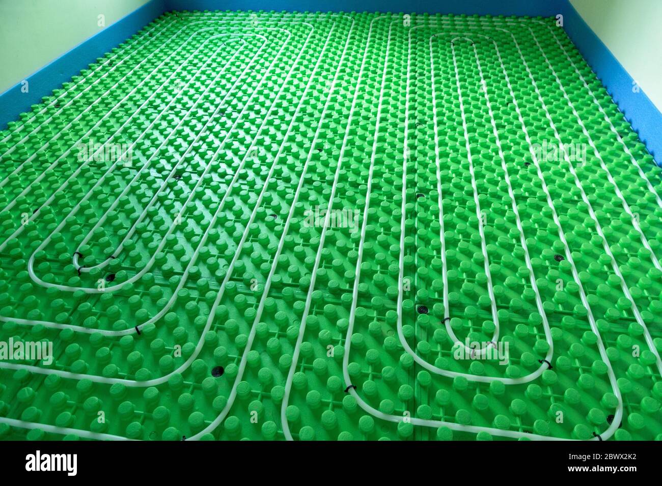 Hole room floor heating system - hydro installation with pipes Stock ...