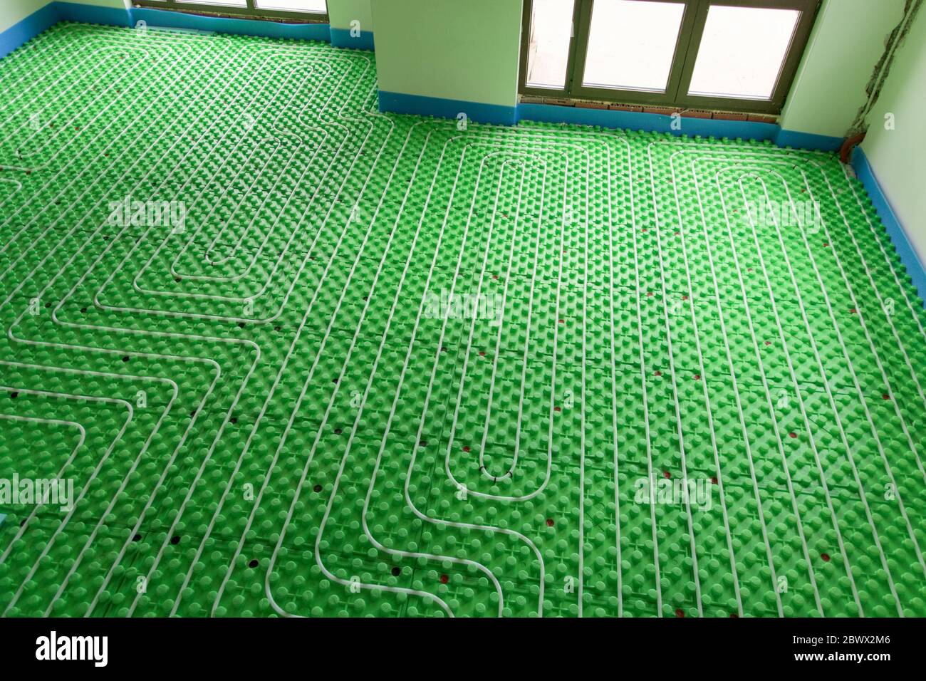 Part of indoor floor heating installation - hydronic system Stock Photo ...
