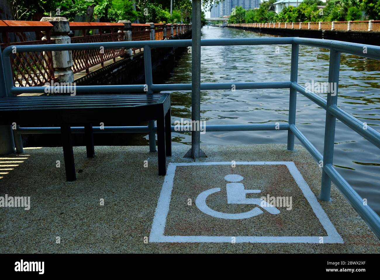 Handicap and Disability Parking Permit on Ferry Boat Pier Stock Photo ...