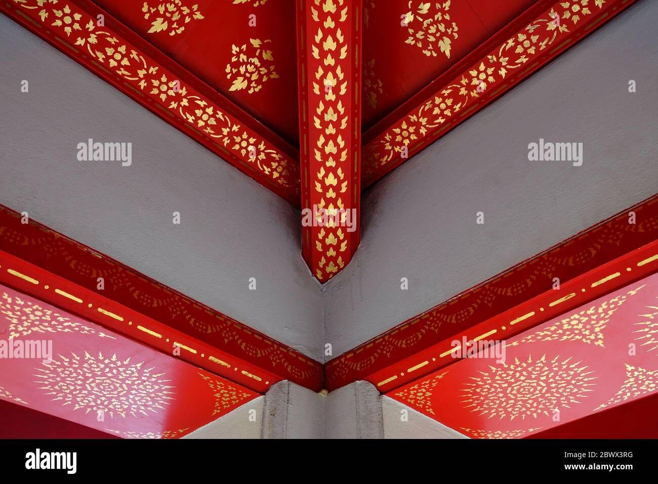 Ancient Vintage Ceiling of Thai Church Hallway Stock Photo - Alamy