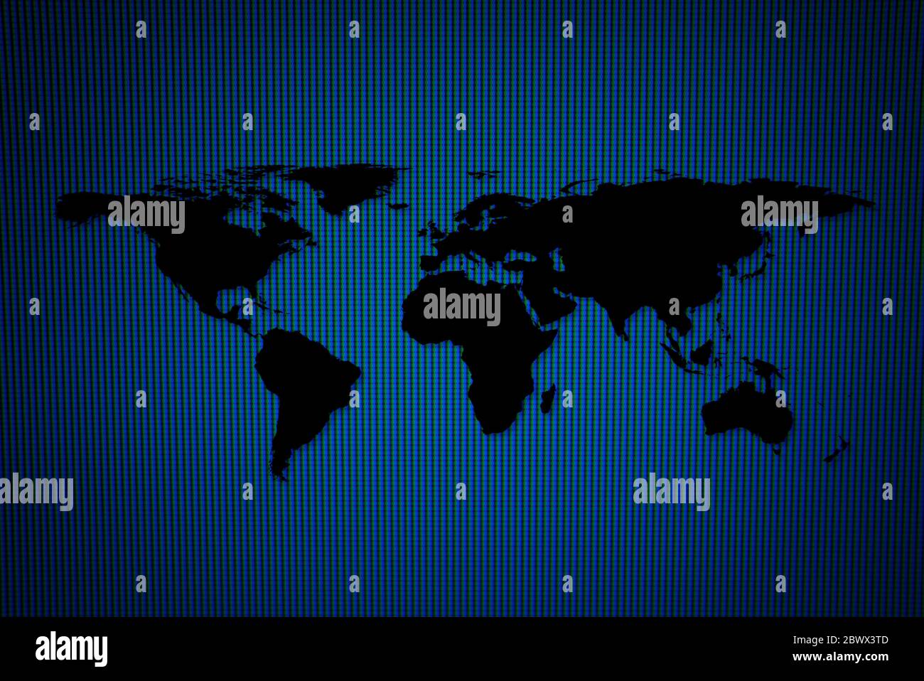 Abstract World Map on Blue LED Wall Texture Background. Elements of ...