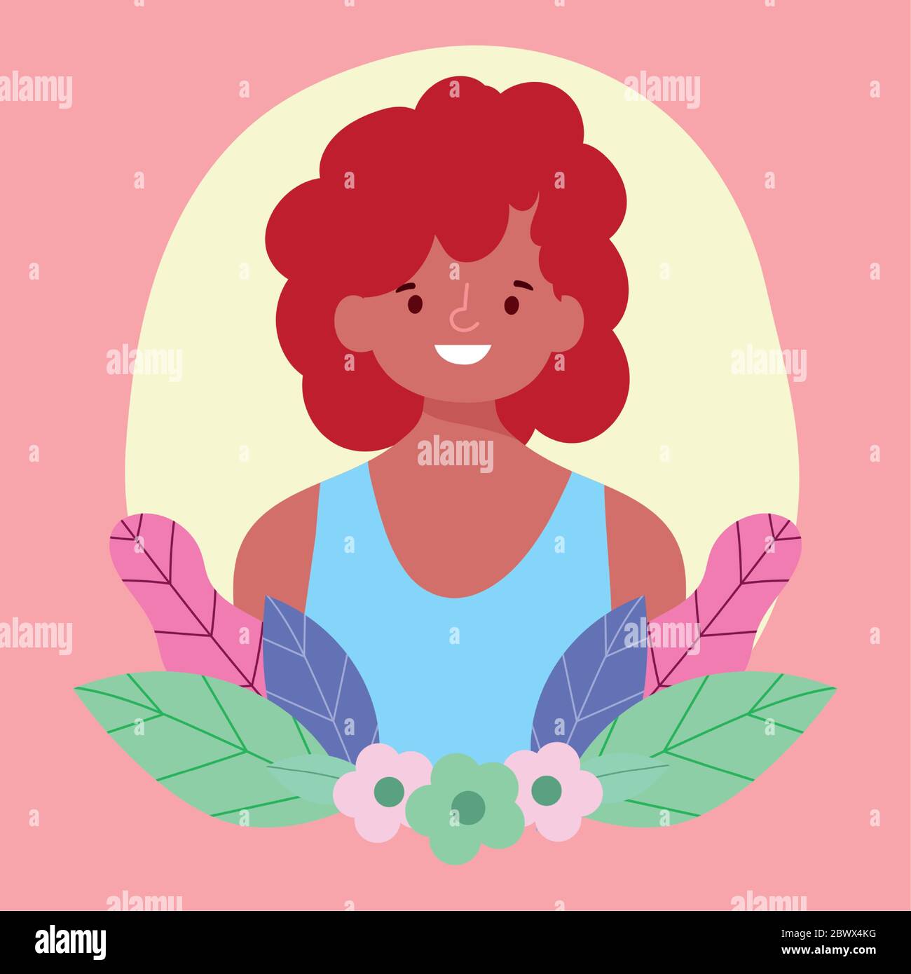 young man medical mask flowers portrait design vector illustration ...