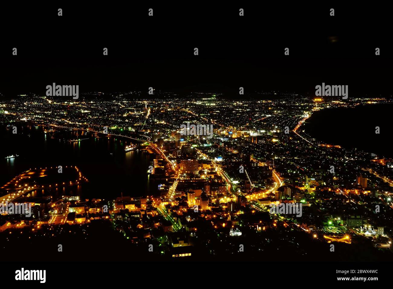 Scenery of Hakodate Bay Area in Autumn Night from Mount Hakodate ...