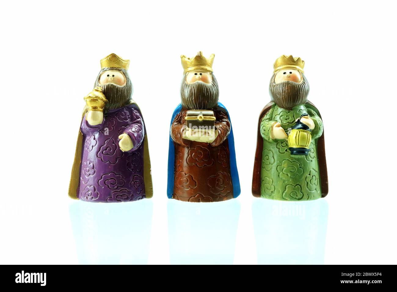 Close up Three Kings Isolated on White Background in Nativity Concept ...