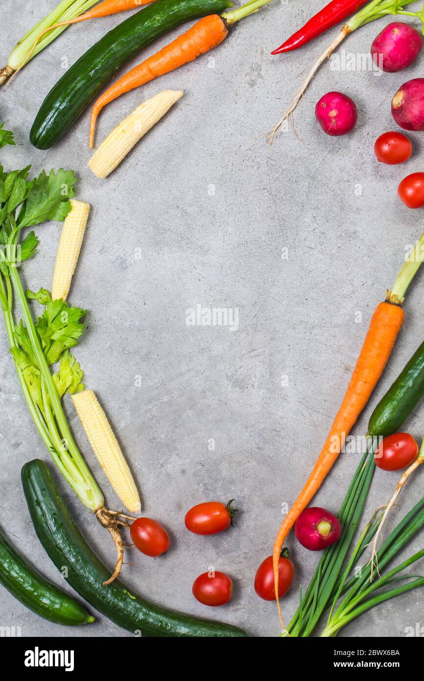 Vegetable and vegetable top view Stock Photo - Alamy