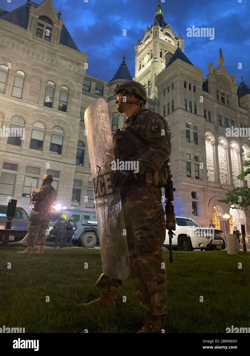 National Guard airman block access to the Utah State Capitol building ...