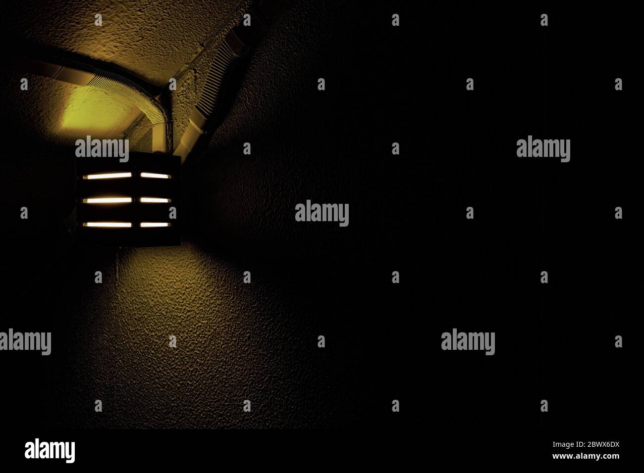 Light Beam from the Lamp in the Dark Room with Space for Text Stock ...