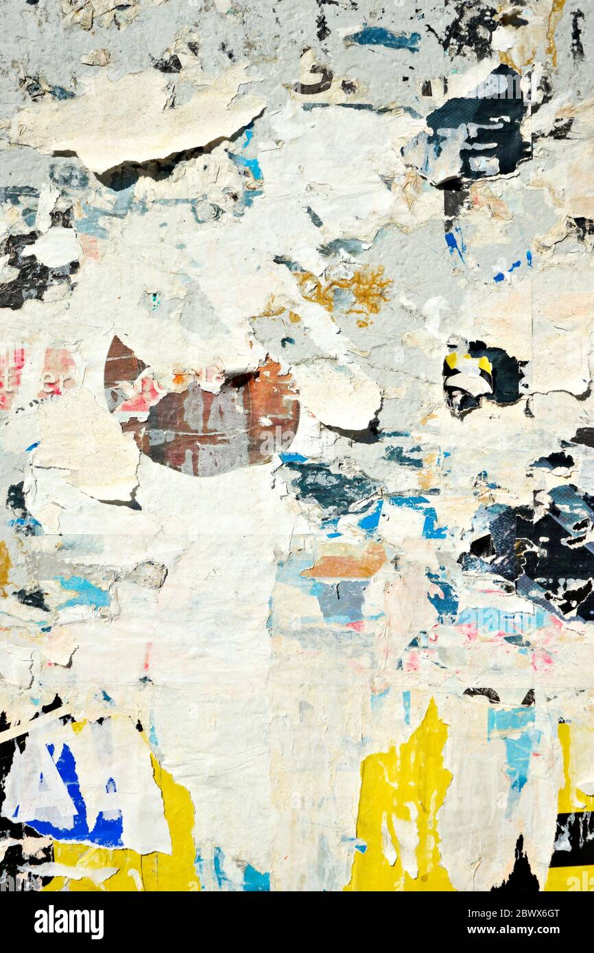 Old ripped torn posters grunge texture background creased crumpled ...