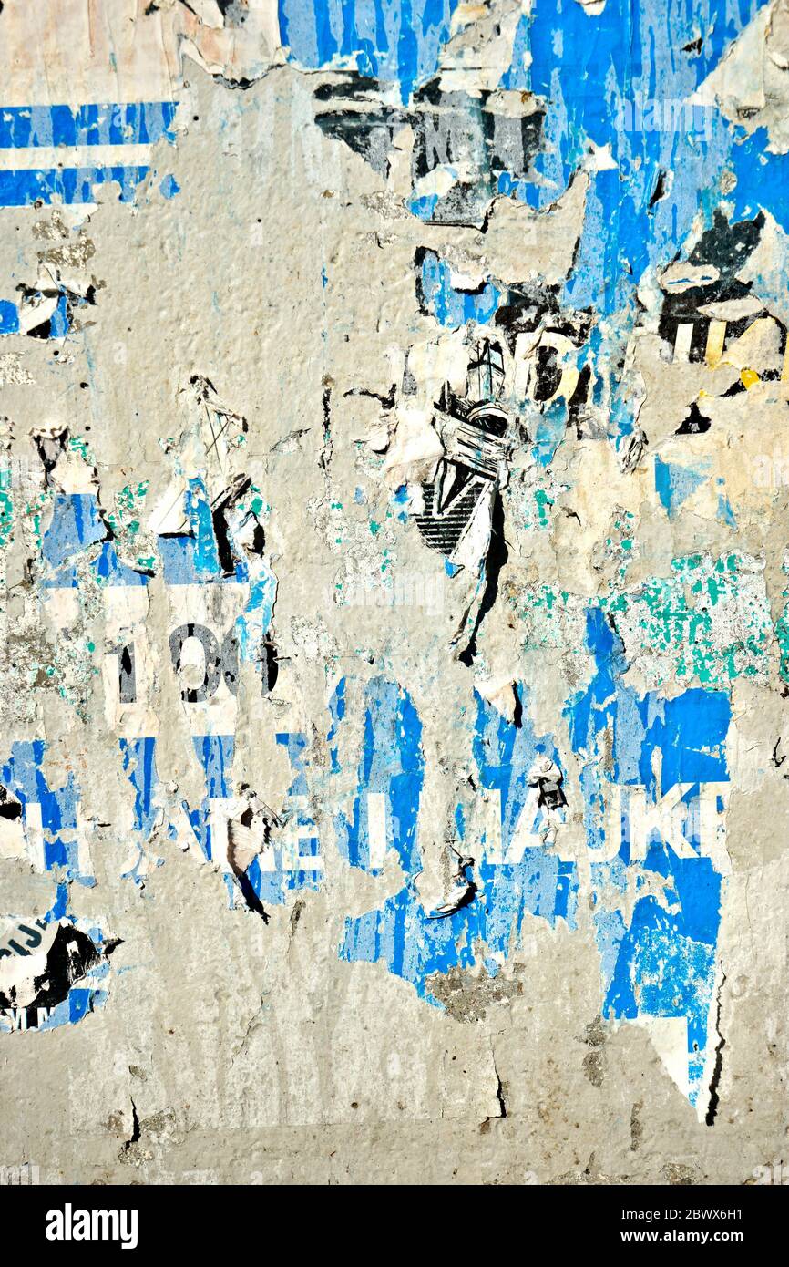 Old ripped torn posters grunge texture background creased crumpled ...