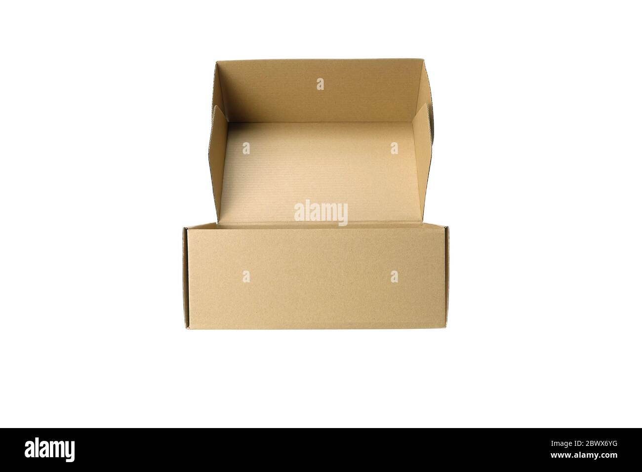 Opened Cardboard Box Isolated on White Background Stock Photo - Alamy