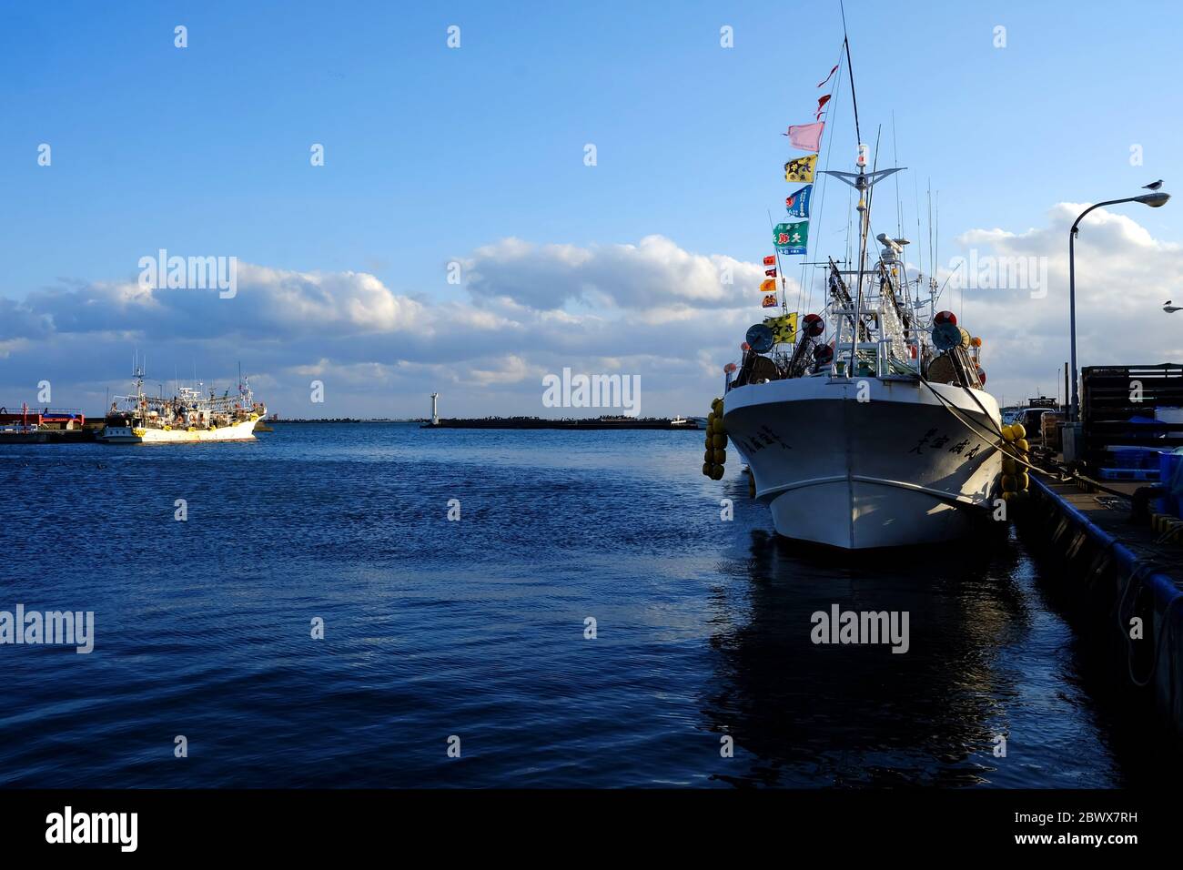 TOMAKOMAI, JAPAN - NOVEMBER 16, 2019: Fishing boat at Tomakomai port ...