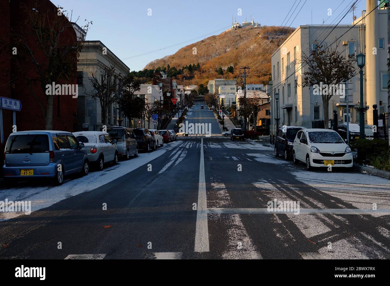 HAKODATE, JAPAN - NOVEMBER 15, 2019: Scenery of Mount Hakodate ropeway ...
