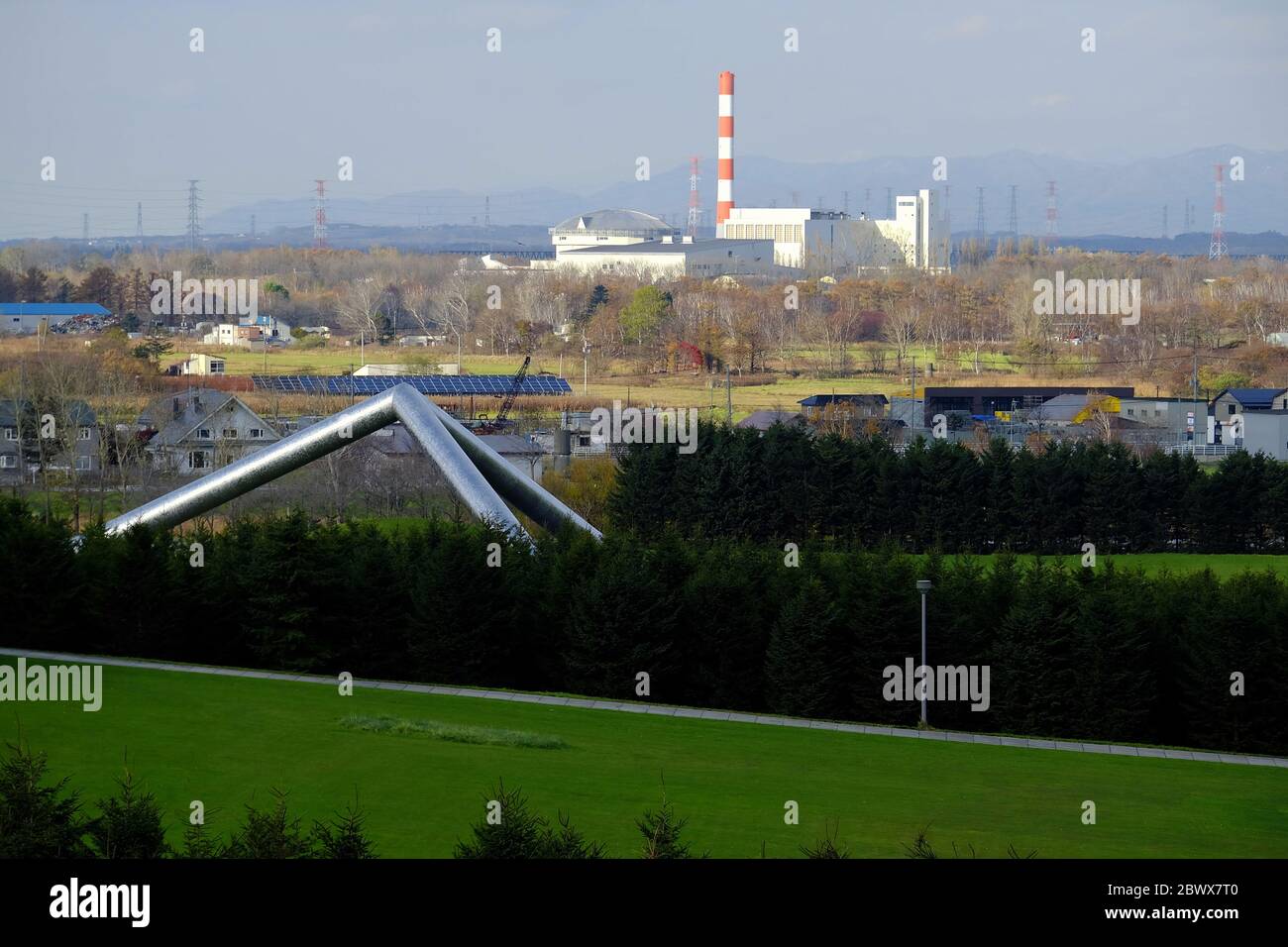 SAPPORO, JAPAN - NOVEMBER 11, 2019: Huge triangular metal pyramid in ...