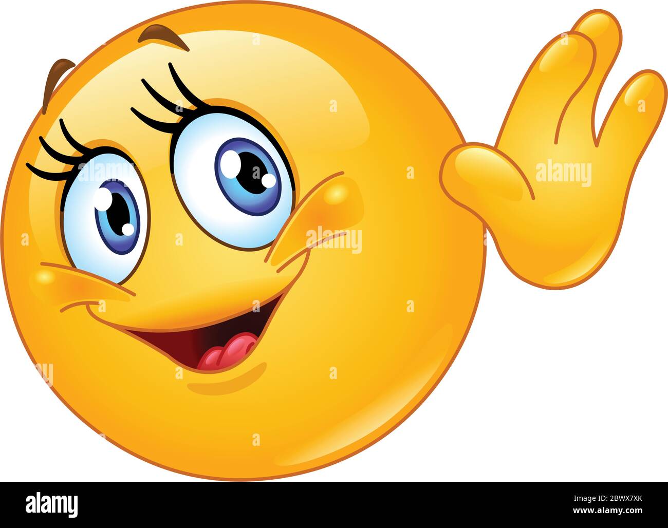 Female emoticon waving hello Stock Vector Image & Art - Alamy