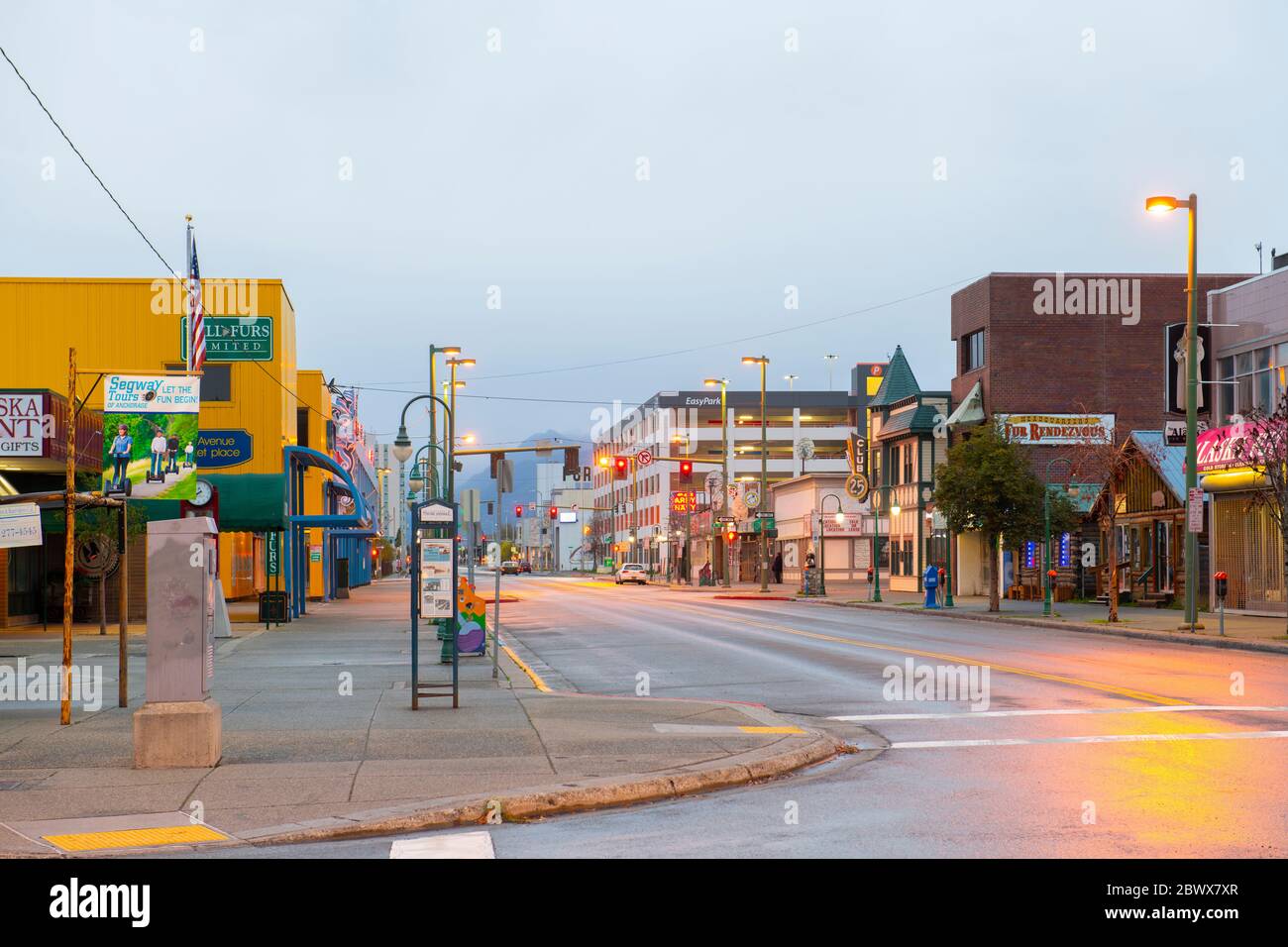 Historic buildings at night on 4th Avenue between D Street and E Street ...