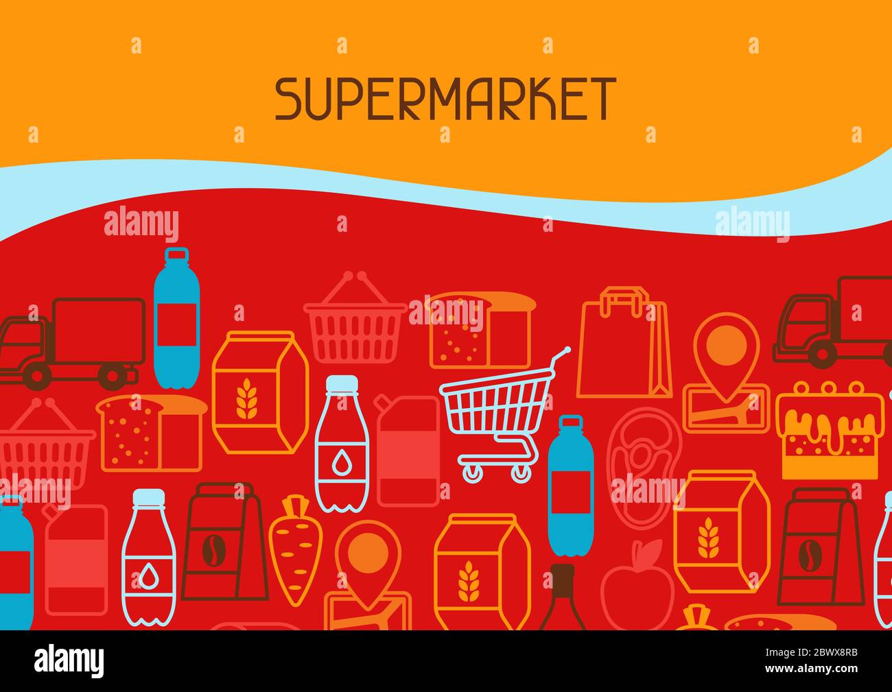 Supermarket background with food icons Stock Vector Image & Art - Alamy