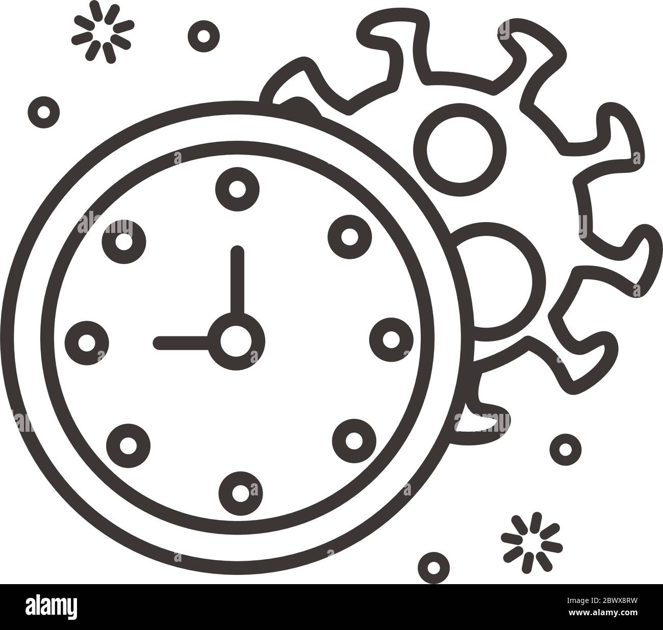 covid19 virus particle with clock line style Stock Vector Image & Art ...