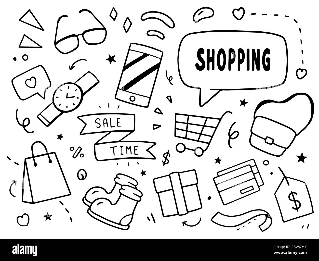 shopping doodle illustration. Doodle design concept Stock Vector Image ...