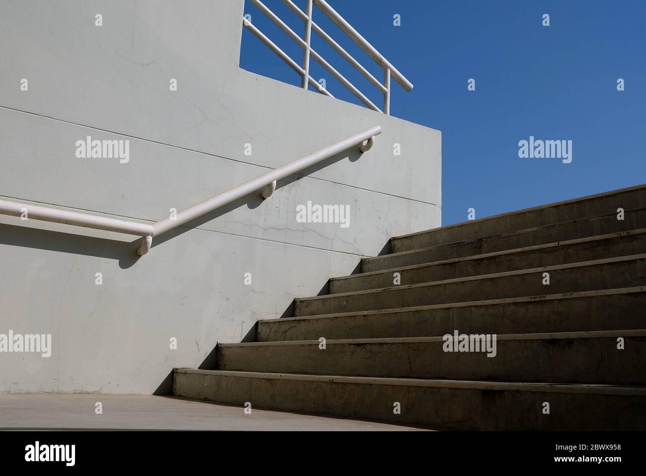 Concrete Stair in the Sport Stadium with Blue Sky Stock Photo - Alamy