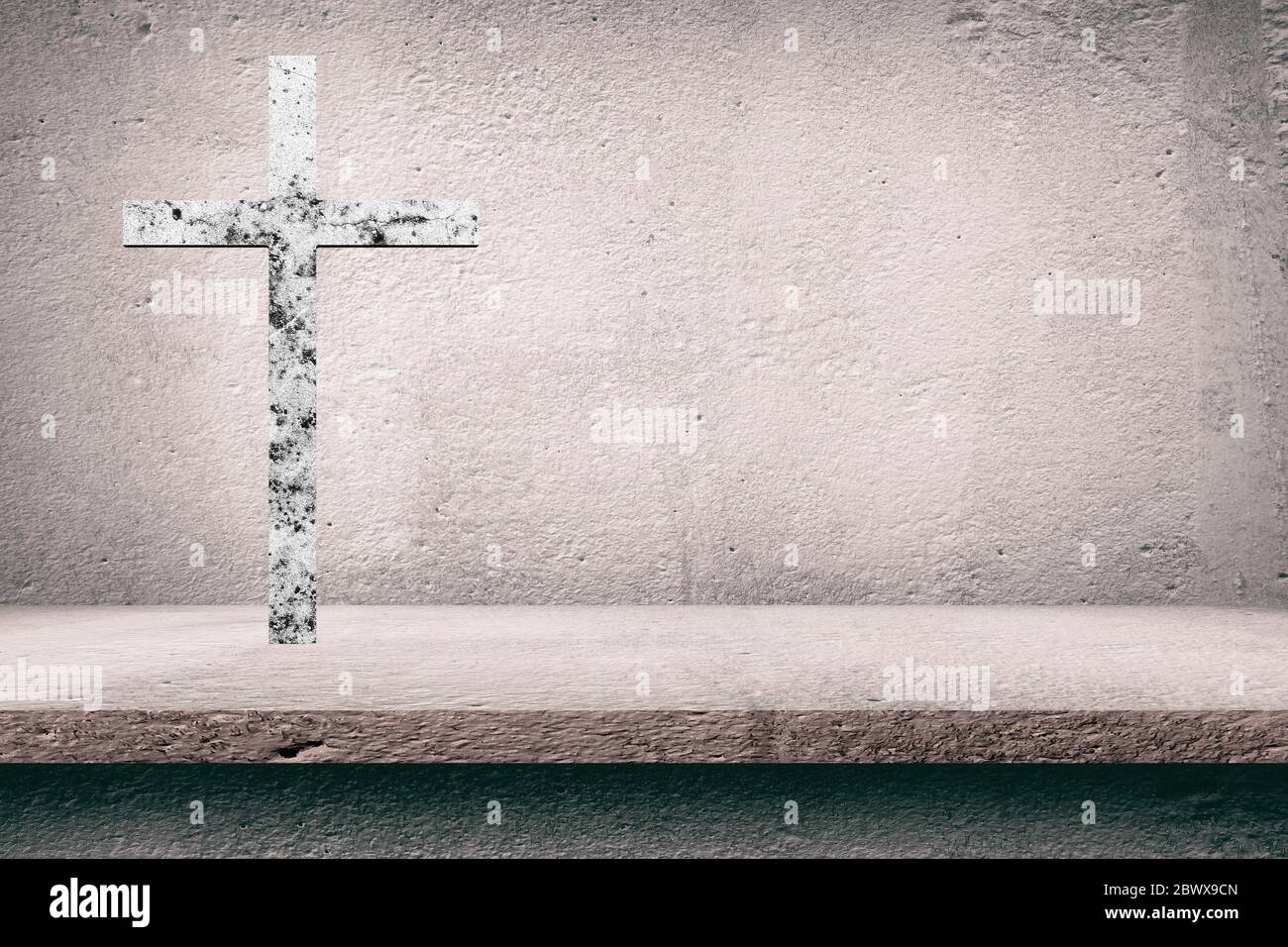 Christ Cross on Abstract Concrete Table with Old Ground Concrete Wall ...
