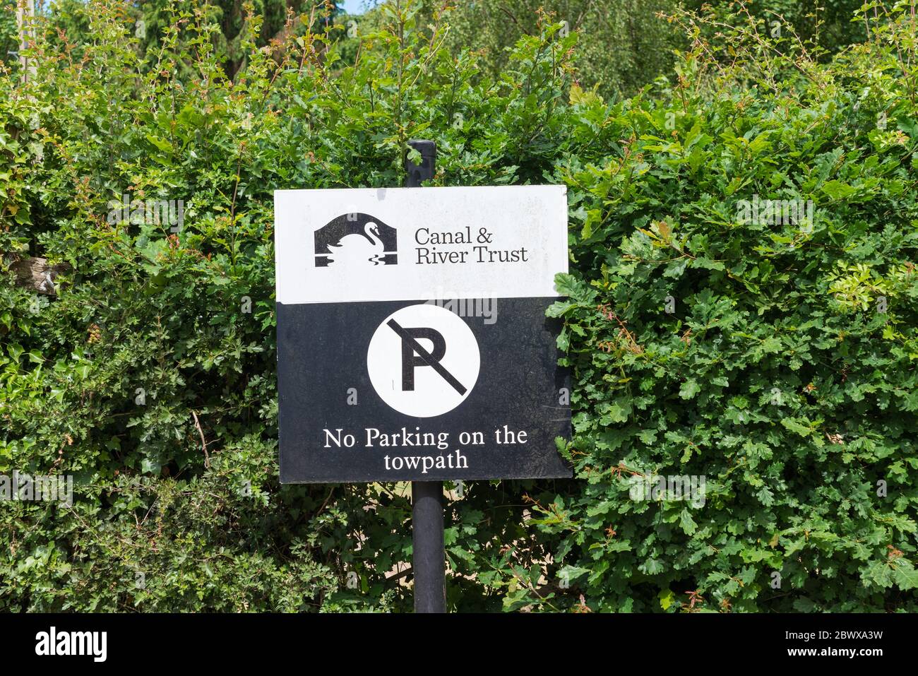 No parking on towpath sign at Fradley Junction in Staffordshire which ...