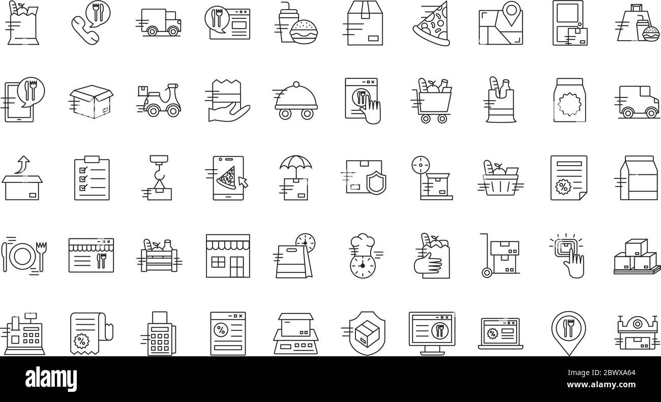 delivery food groceries service set icons Stock Vector Image & Art - Alamy