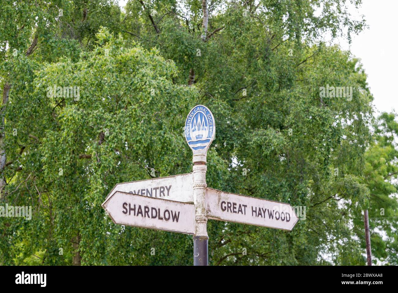 Direction signs at Fradley Junction in Staffordshire which is at the ...