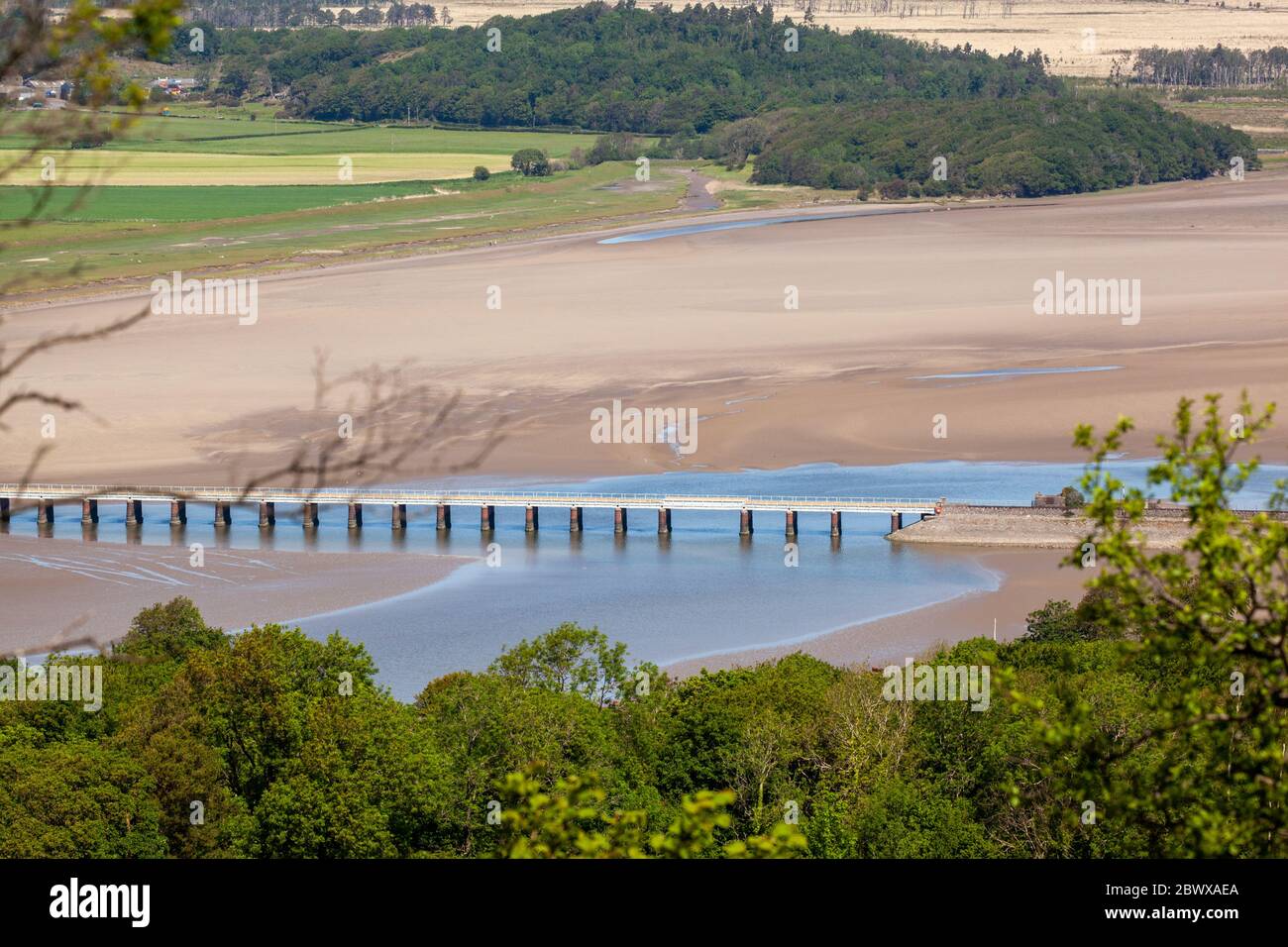Ariel view from Arnside Knot Cumbria of the rail bridge over the Kent ...